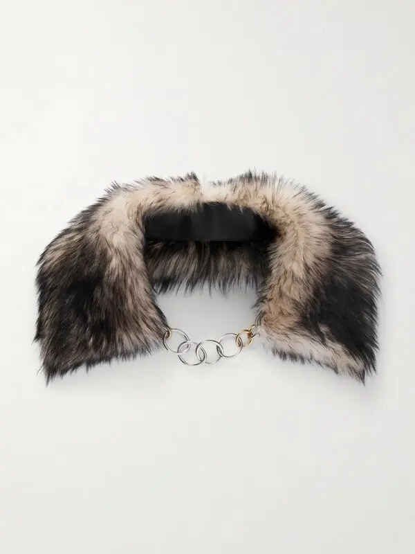 JIL SANDER Embellished Shearling Collar - Brown