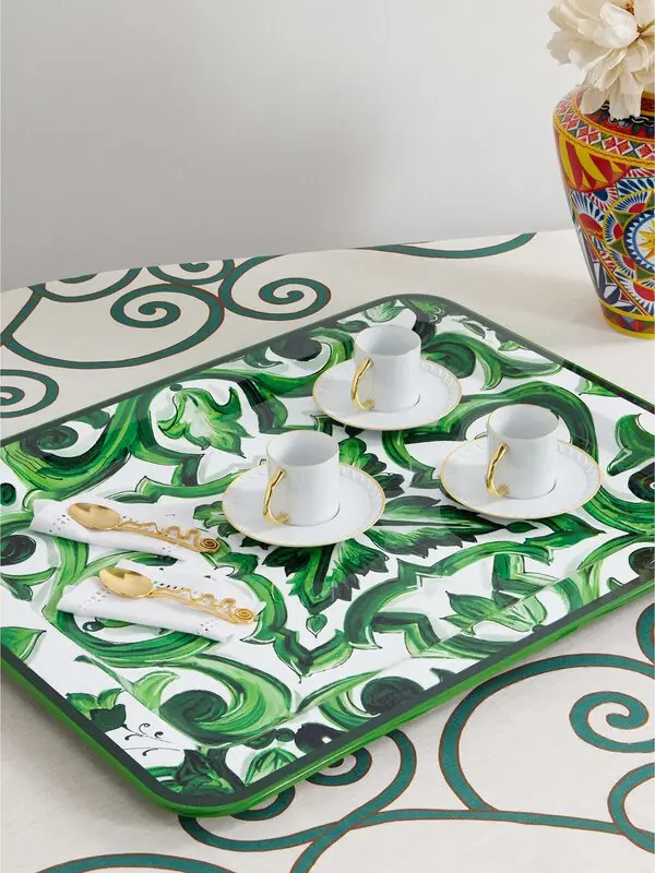 Dolce & Gabbana Painted Lacquered Wood Tray - Bright Green