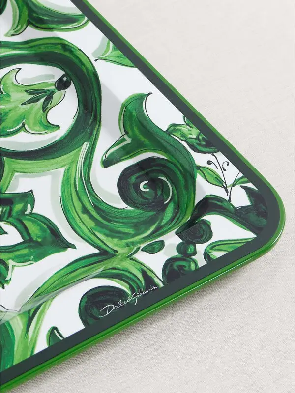 Dolce & Gabbana Painted Lacquered Wood Tray - Bright Green