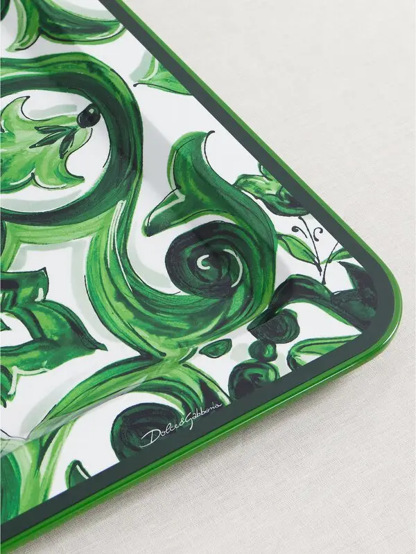 Dolce & Gabbana Painted Lacquered Wood Tray - Green