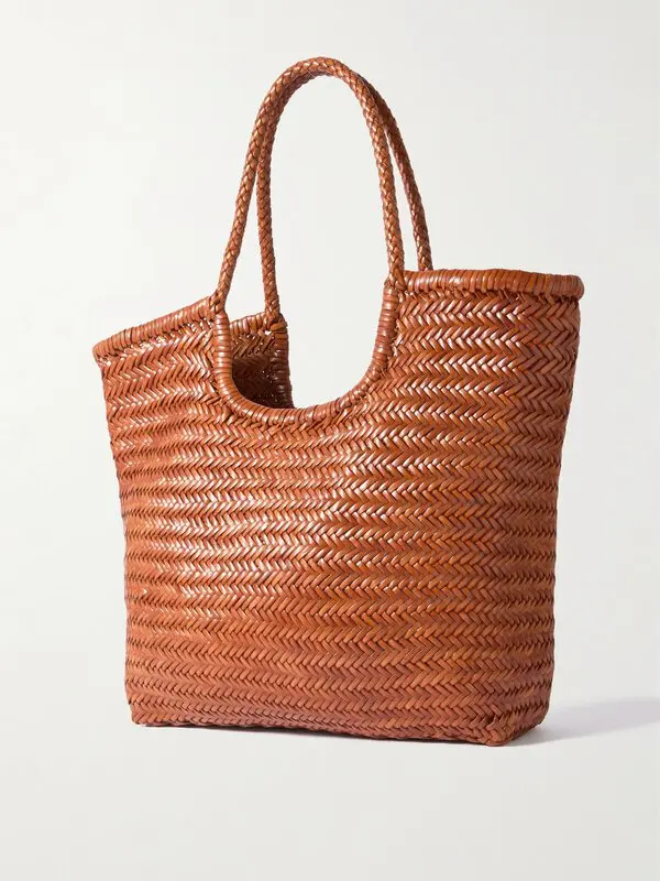 Dragon Diffusion Ns Diagonal Triple Jump Woven Leather Tote - Brown