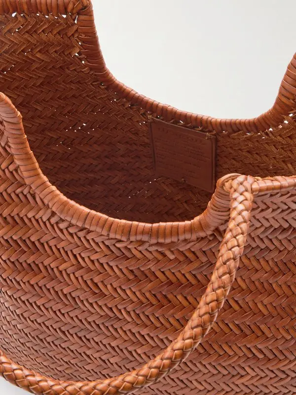 Dragon Diffusion Ns Diagonal Triple Jump Woven Leather Tote - Brown
