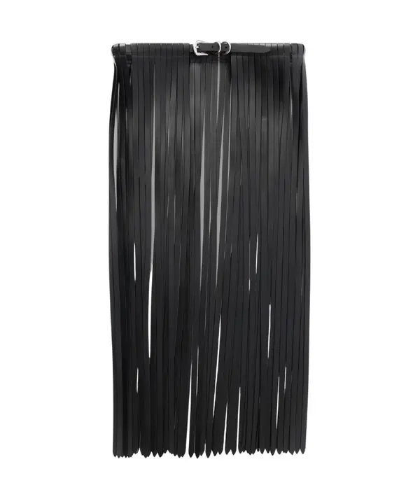DEHANCHE Fringed Leather Belt - Black