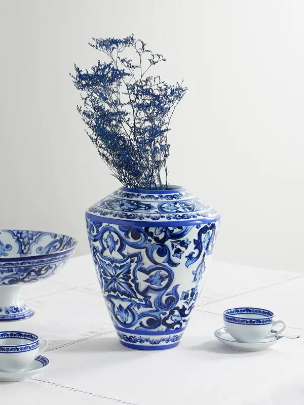 Dolce & Gabbana Large Amphora Painted Porcelain Vase - Blue