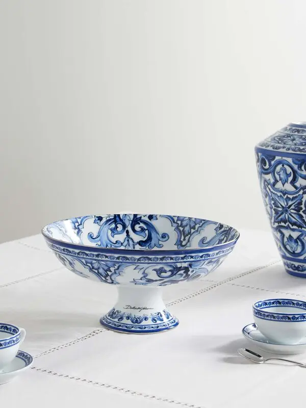 Dolce & Gabbana Painted Porcelain Bowl - Bright Blue