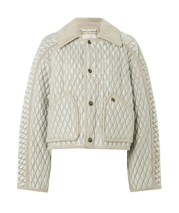 Burberry Cotton Corduroy-trimmed Quilted Shell Jacket
