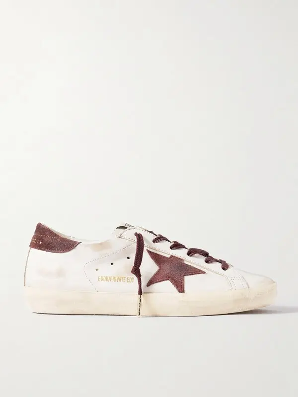 GOLDEN GOOSE Super-star Distressed Leather Sneakers - Neutrals