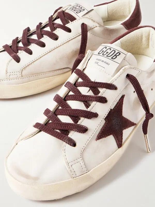 GOLDEN GOOSE Super-star Distressed Leather Sneakers - Neutrals
