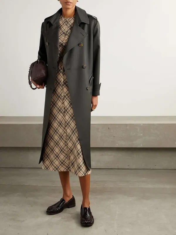 AMI Paris Checked Wool-blend Midi Dress