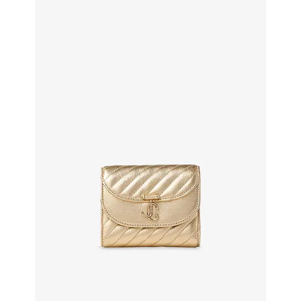 JIMMY CHOO Curve Marinda Quilted Metallic Leather Wallet - Gold/shiny Gold