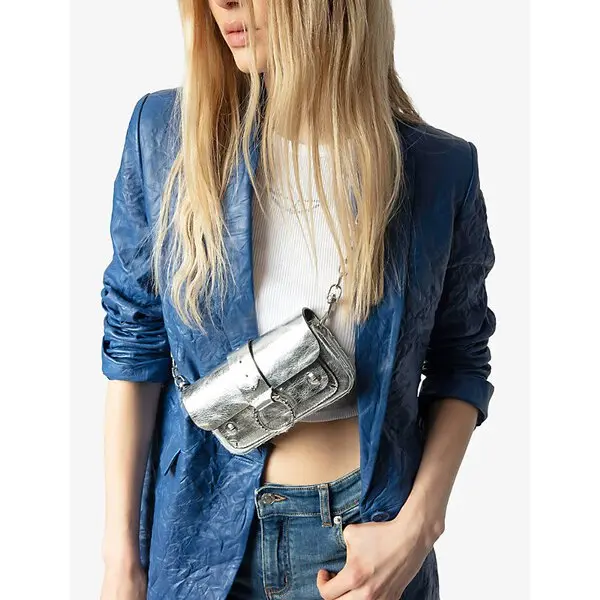 Zadig&Voltaire Kate Leather Wallet Bag - Silver