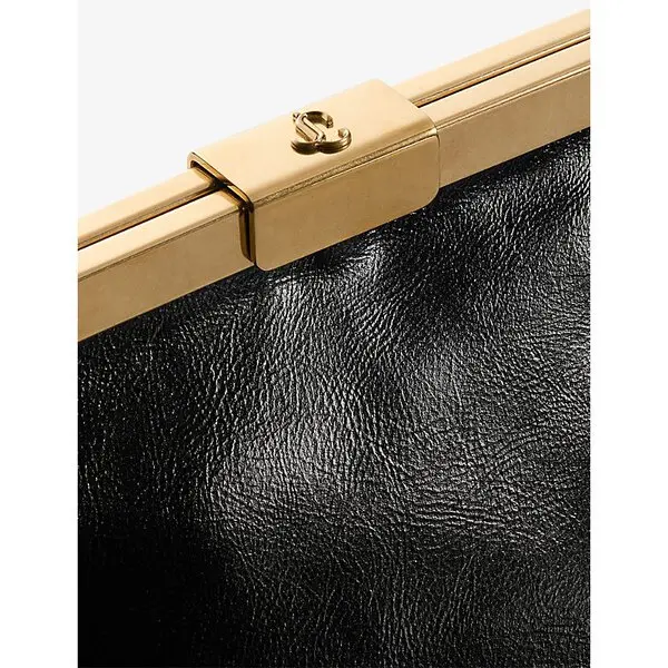 JIMMY CHOO Leather Clutch With Chain Strap - Black/gold