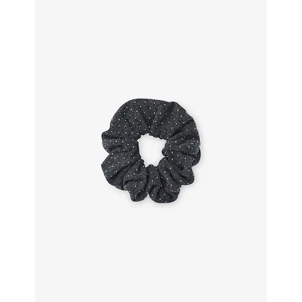 Sandro Rhinestone-embellished Wool And Cashmere-blend Scrunchie - Charcoal Grey