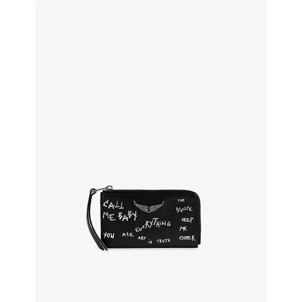 Zadig&Voltaire Zv Graffiti Leather Card Holder - Black