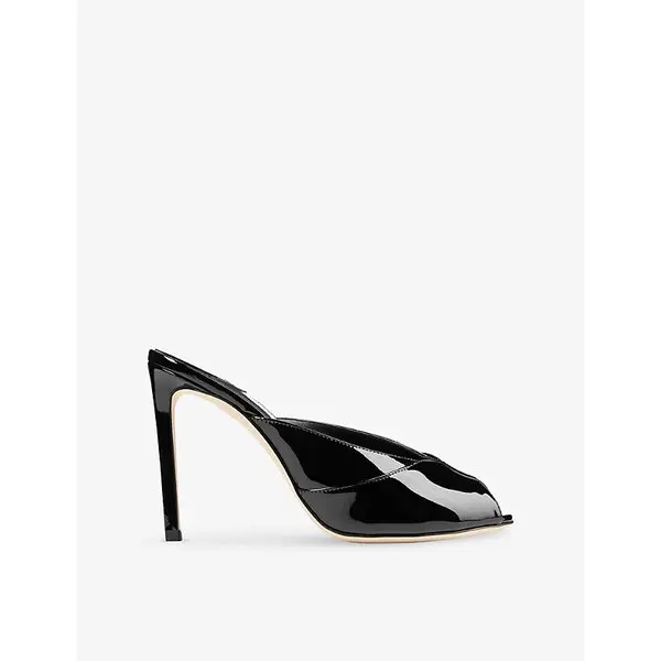 JIMMY CHOO Brigitte 100 Patent Leather Mules - Black