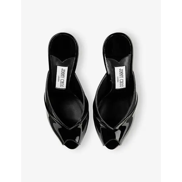 JIMMY CHOO Brigitte 100 Patent Leather Mules - Black