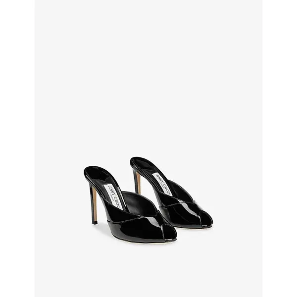 JIMMY CHOO Brigitte 100 Patent Leather Mules - Black