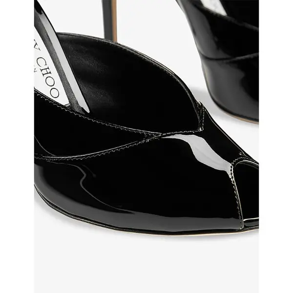 JIMMY CHOO Brigitte 100 Patent Leather Mules - Black