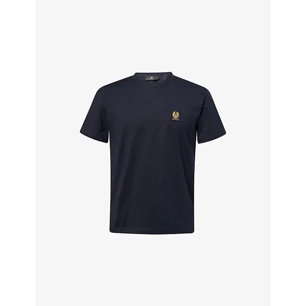 Belstaff Brand-patch Crewneck Cotton-jersey T-shirt - Dark Ink