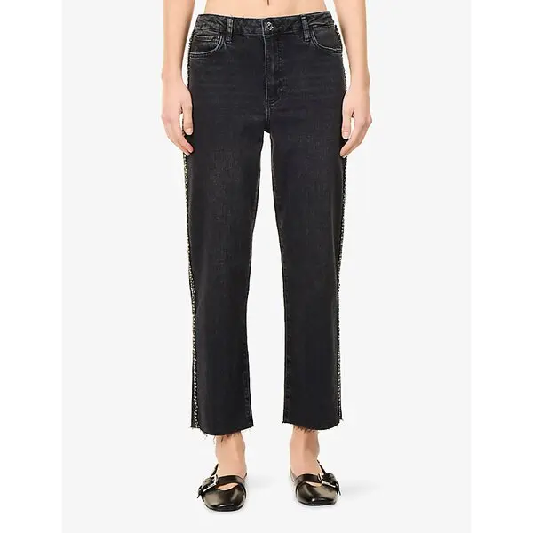 Paige Mason Ankle Embellished Straight-leg Jeans - Glitz Black Embellished