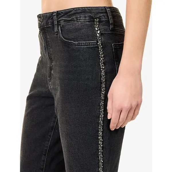 Paige Mason Ankle Embellished Straight-leg Jeans - Glitz Black Embellished