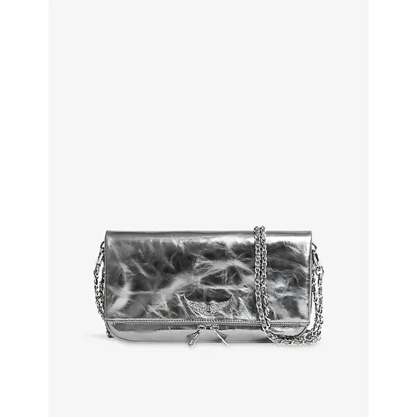 Zadig&Voltaire Rock Vintage Leather Clutch - Gun