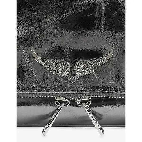 Zadig&Voltaire Rock Vintage Leather Clutch - Gun