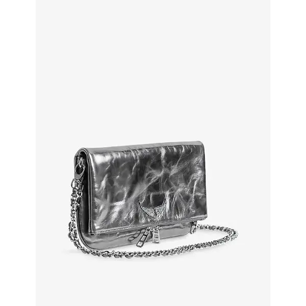 Zadig&Voltaire Rock Vintage Leather Clutch - Gun