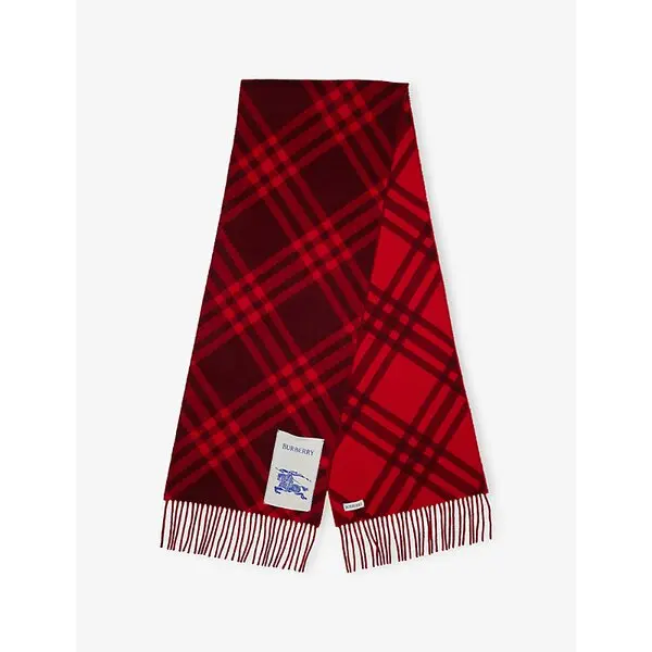 Burberry Check Cashmere Scarf - Oxblood Red