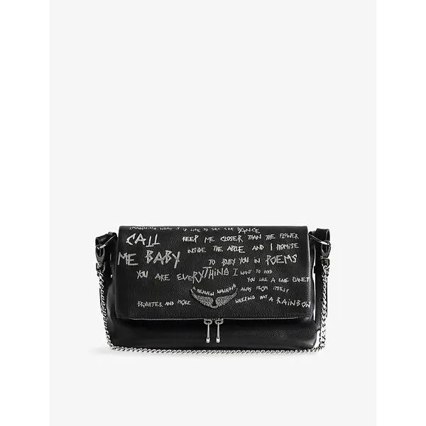 Zadig&Voltaire Rocky Ii Graffiti Leather Cross-body Bag - Black