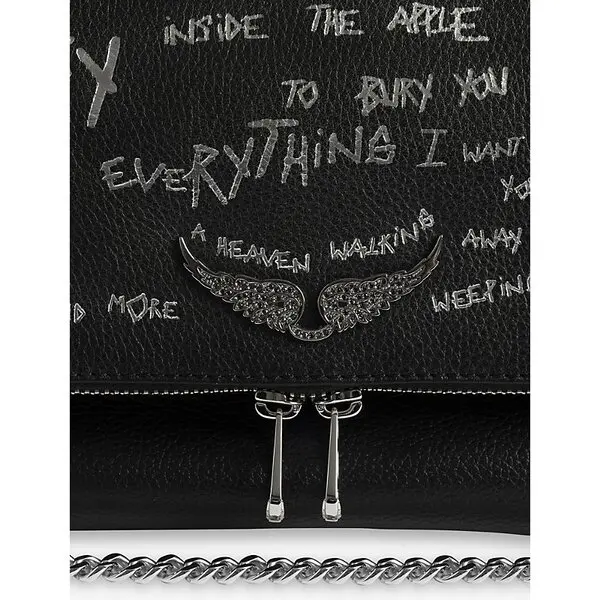 Zadig&Voltaire Rocky Ii Graffiti Leather Cross-body Bag - Black