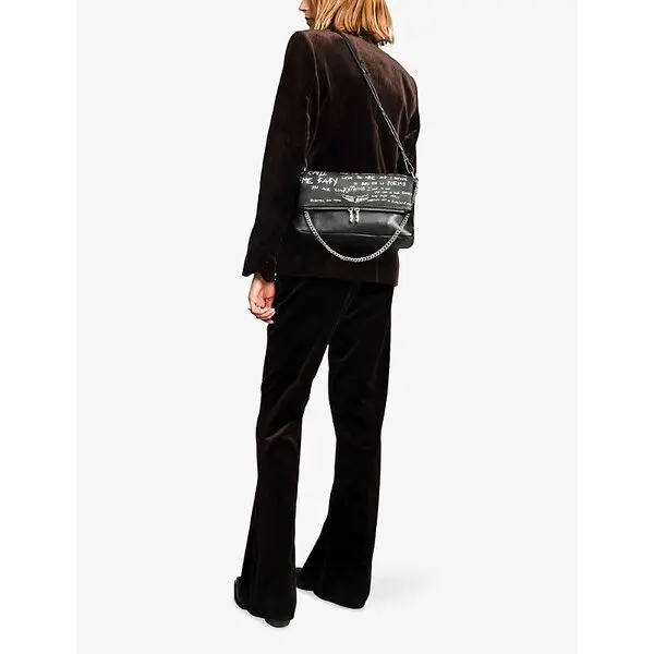 Zadig&Voltaire Rocky Ii Graffiti Leather Cross-body Bag - Black