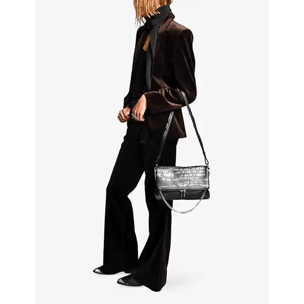 Zadig&Voltaire Rocky Ii Graffiti Leather Cross-body Bag - Black