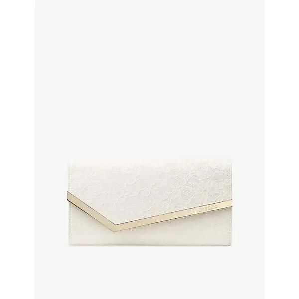 JIMMY CHOO Emmie Lace Clutch Bag - Ivory/light Gold