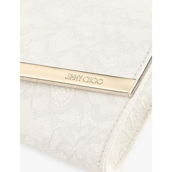 JIMMY CHOO Emmie Lace Clutch Bag - Ivory/light Gold