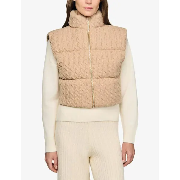 Sandro Sleeveless Cable-knit Puffer Jacket