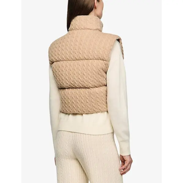 Sandro Sleeveless Cable-knit Puffer Jacket