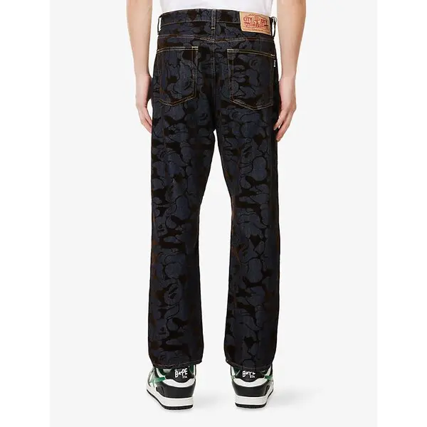 A BATHING APE Camo Flocked Denim Jeans