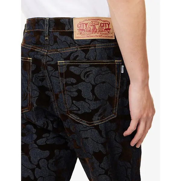 A BATHING APE Camo Flocked Denim Jeans