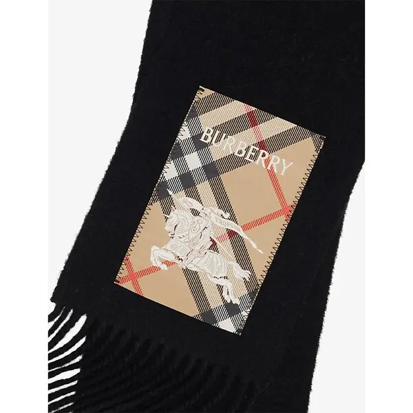 Burberry Check Label Cashmere Scarf - Black/sand