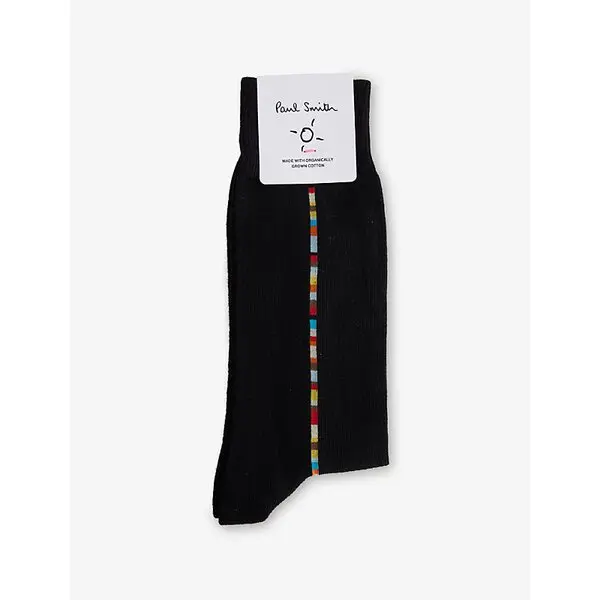 Paul Smith Striped Knitted Cotton-blend Socks - Black