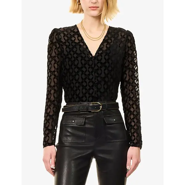 Paige Amaya Burnout Sheer Woven Top