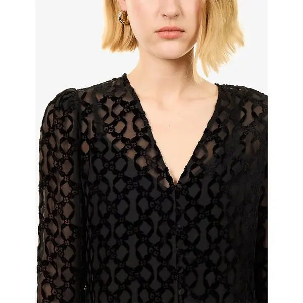 Paige Amaya Burnout Sheer Woven Top