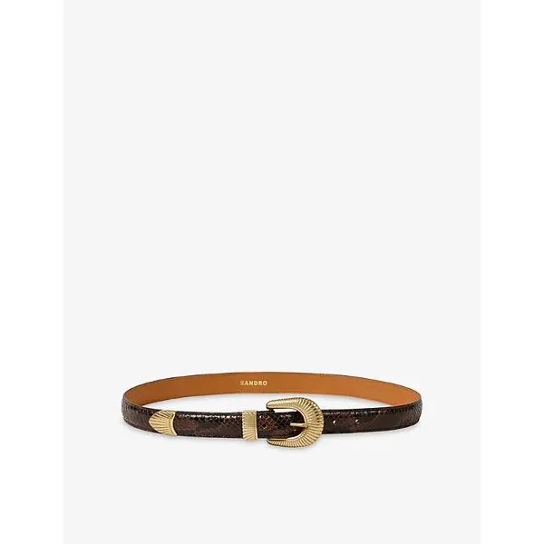 Sandro Slim Patent-leather Belt - Black Brown