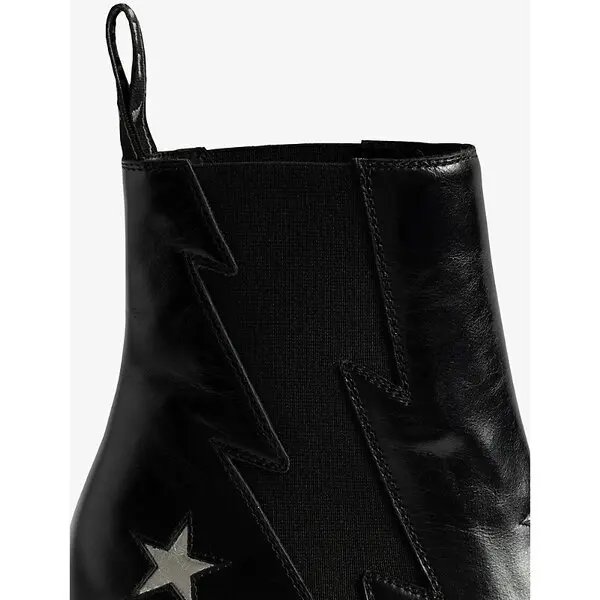 Zadig&Voltaire Tyler Stars Leather Heeled Ankle Boots - Black