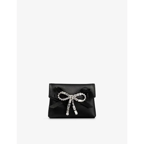 JIMMY CHOO Soft Satin Card Holder With Chain - Black/silver