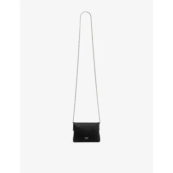 JIMMY CHOO Soft Satin Card Holder With Chain - Black/silver