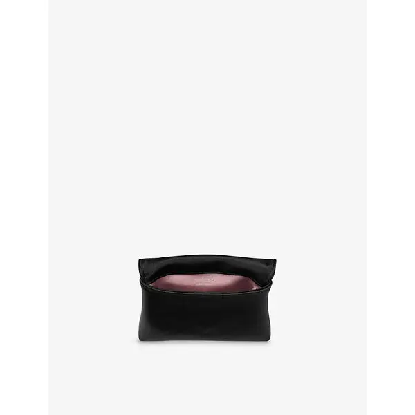 JIMMY CHOO Soft Satin Card Holder With Chain - Black/silver