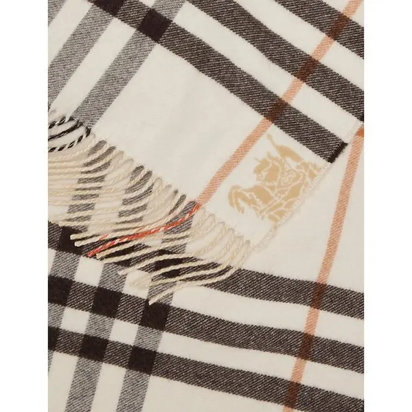 Burberry Contrast Check Cashmere Scarf - Sand/pebble White