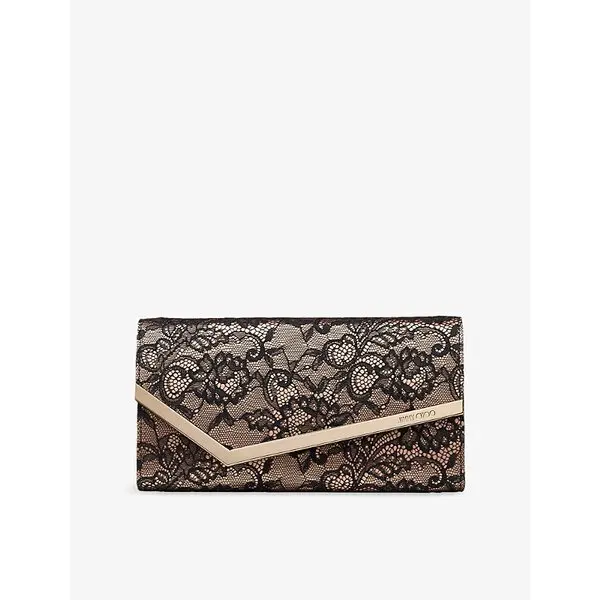 JIMMY CHOO Emmie Lace Clutch - Black/ballet Pink/li